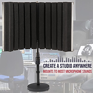 LyxPro VRI-30 Sound Absorbing and Vocal Booth Recording Microphone Isolation Shield Panel for Home Office and Studio Portable & Foldable Stand Mount Adjustable