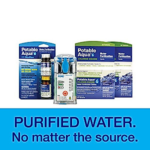 Potable Aqua Water Purification Tablets with PA Plus, Portable and Effective Water Purification Solution for Camping, Hiking, Emergencies, Natural Disasters and International Travel, Two 50ct Bottles