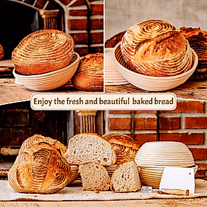 Sourdough Bread Baking Supplies Starter Kit, Banneton Proofing Basket Round 9" Set of 2, Bread Making Tools, Bread Basket Gift Set by CRISS ELITE
