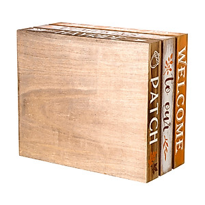 Glitzhome Fall Harvest Wooden Crates, Rustic Nesting Wooden Crates Set of 2, Fall Decorative Storage Gift Wood Crates for Display, Farmhouse Wooden Storage Boxes for Autumn Harvest