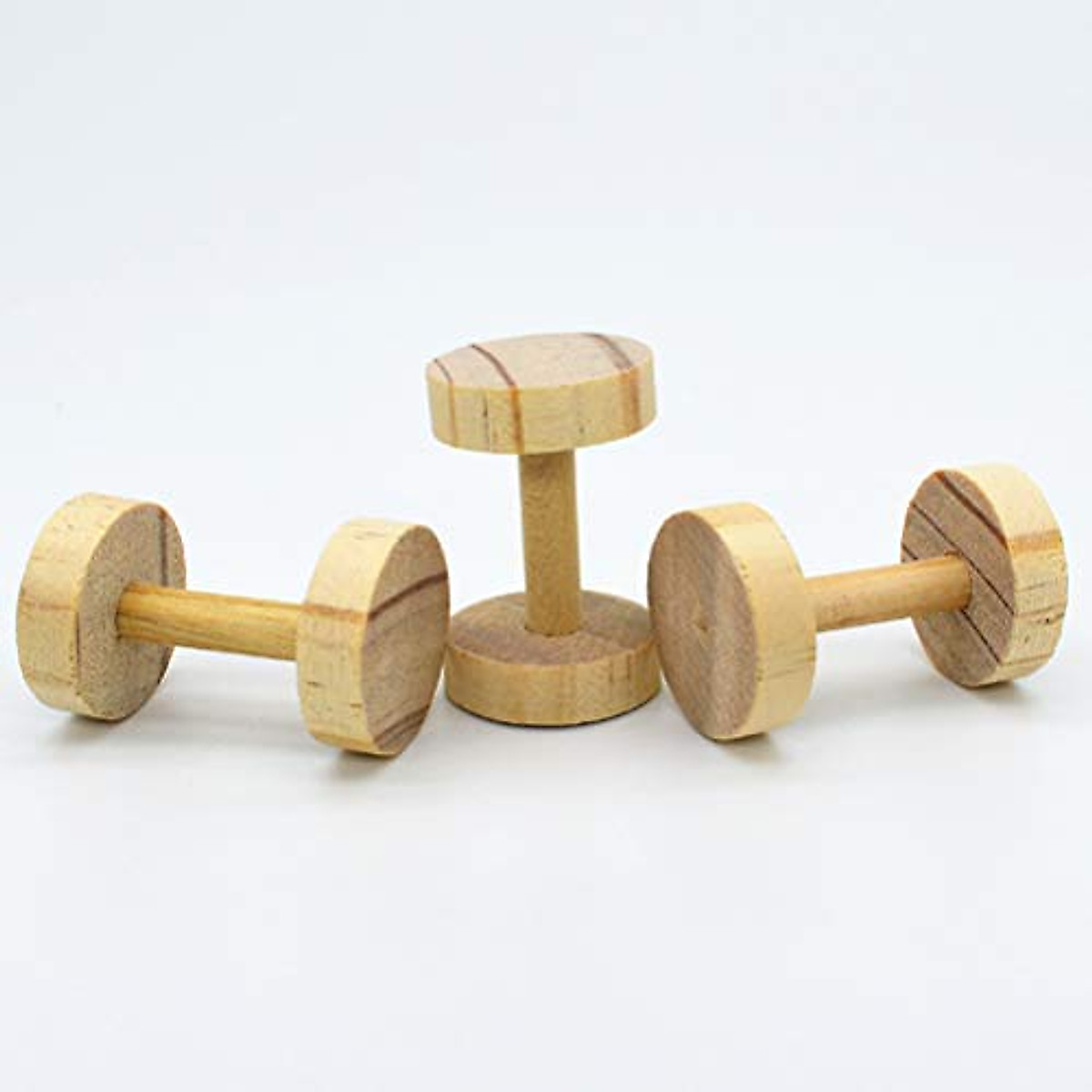Scicalife Hamster Toys 4Pcs Wooden Parrot Toys Bird Chewing Toys Mini Dumbbell Playthings for PetAquarium Pipe Fittings Bird Toys
