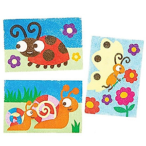Baker Ross AT615 Bug Sand Art Pictures - Pack of 8, for Children to Decorate and Display, Ideal Kids Arts and Crafts Project