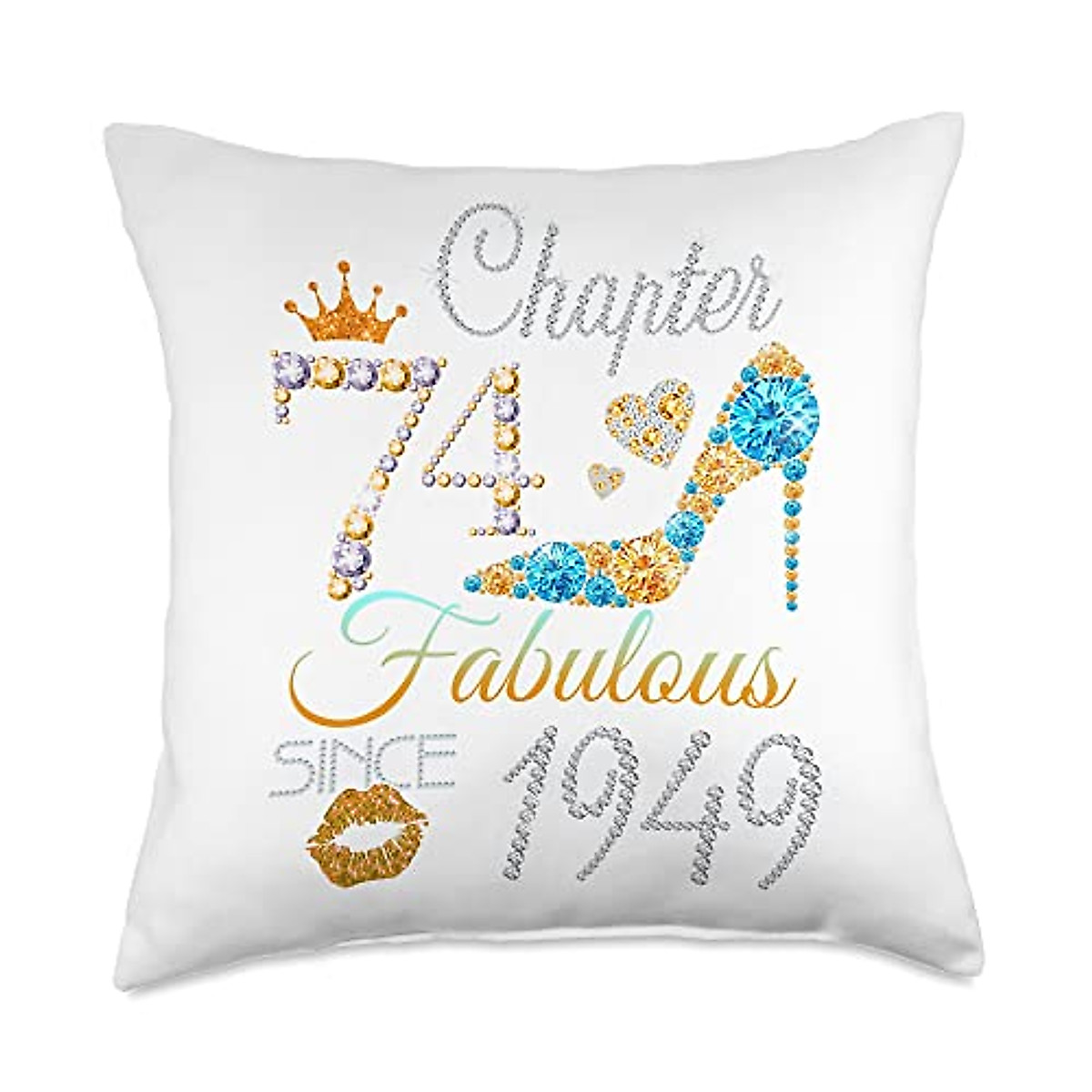74th Birthday Queen EST 1949 Designs Gifts Womens Womens Chapter EST 1949 74 Years Old 74th Birthday Queen Throw Pillow, 18x18, Multicolor