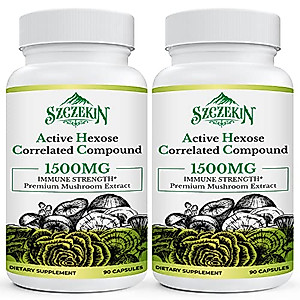 Active Hexose Correlated Compound 1500 mg Supplement, Natural 8 Mushroom Extract Supplement, Supports Immune System, Liver Function, Maintains Natural Killer and T Cells Activity, 180 Veggie Capsules