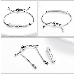 zeqingjw Heart Cremation Bracelet for Ashes Stainless Steel Urn Bangles for Ashes Memorial Keepsake Cremation Memorial Urn Bracelet - Adjustable,Free Fill Kit (Silver)