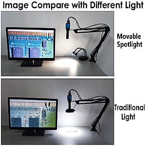 Spotlight Microscope Light Source, USB Desk Mini LED Dual Gooseneck Lights Illuminator for Stereo Microscope Camera Industrial Video Zoom C Mount Lens for Repair Soldering PCB Lab