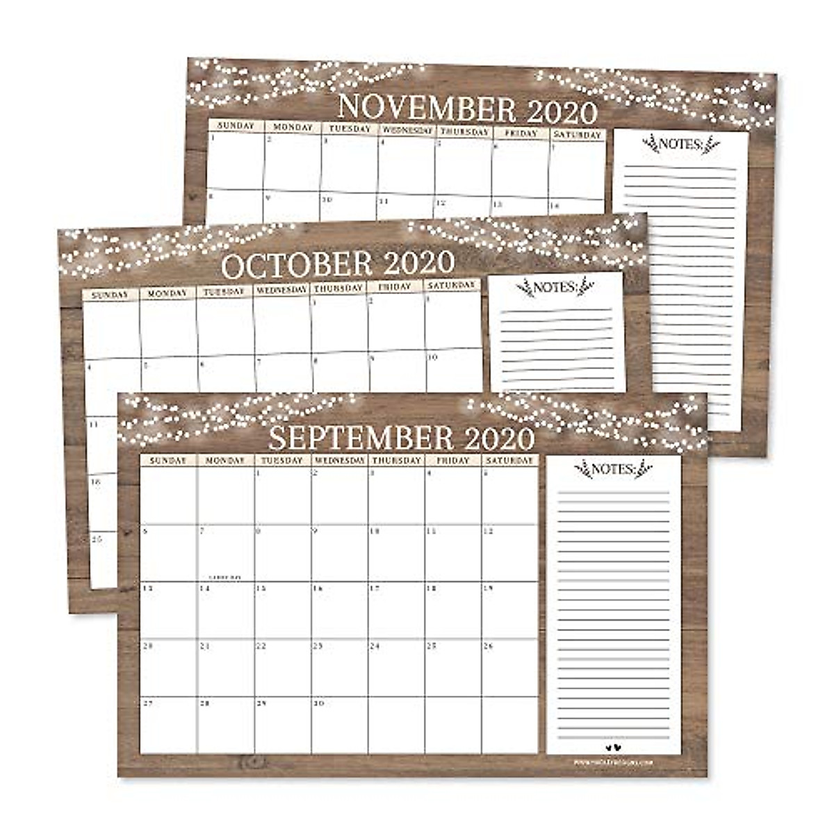 Rustic 2020-2021 Large Monthly Desk or Wall Calendar Planner, Big Giant Planning Blotter Pad, 18 Month Academic Desktop, Hanging 2-Year Date Notepad Teacher, Mom Family Home or Business Office 11x17"