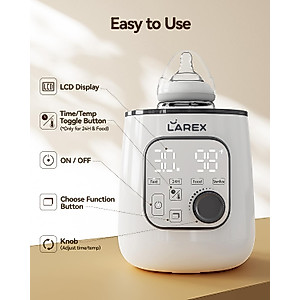 Larex Fast Bottle Warmer, Larex 10-in-1 Baby Bottle Warmer for Breastmilk or Formula, with Precise Timer, Auto Shut-Off, and Accurate Temperature Control