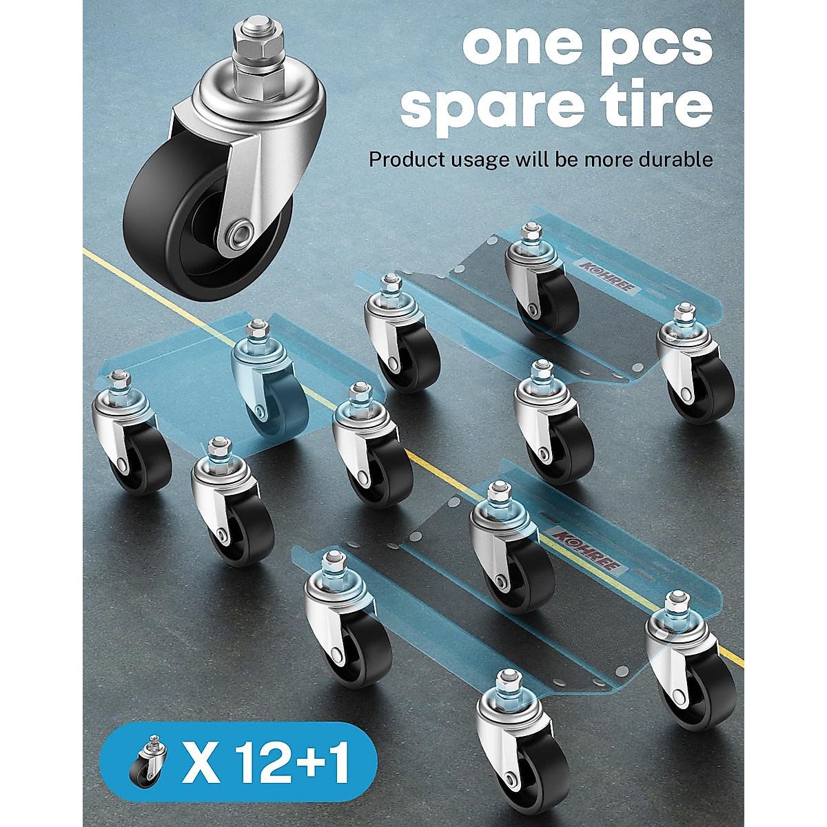 Kohree Snowmobile Dolly Set Heavy Duty, Carries up to 1500 lbs, 3PCS Snowmobile Dolly with an Extra Swivel Caster