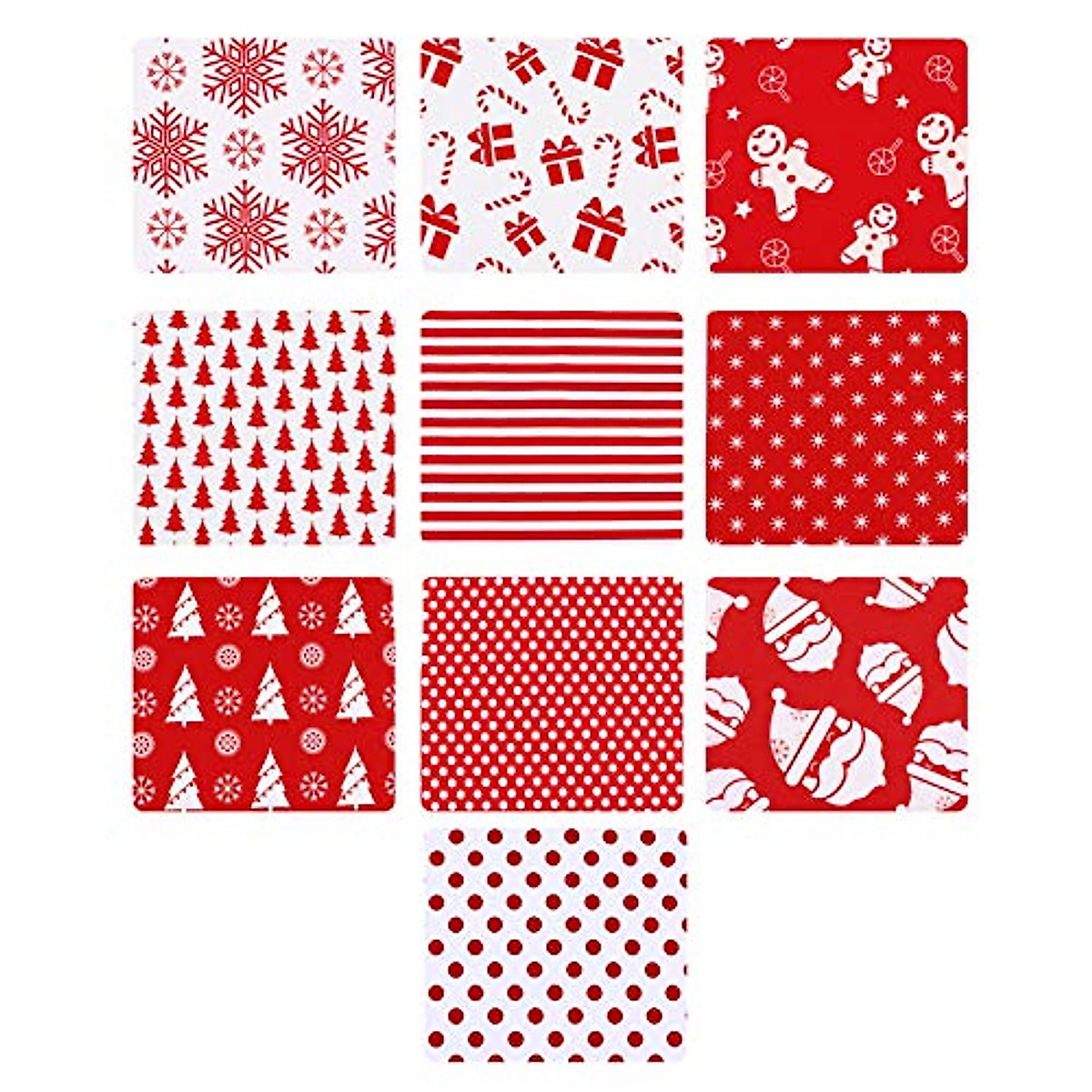 MILISTEN 50pcs Christmas Cotton Fabric Craft Bundle Squares Christmas Patchwork Sewing Quilting Fabric Plaid Check Fabric Squares Christmas Holiday Collection for DIY Sewing Quilting 15X15cm