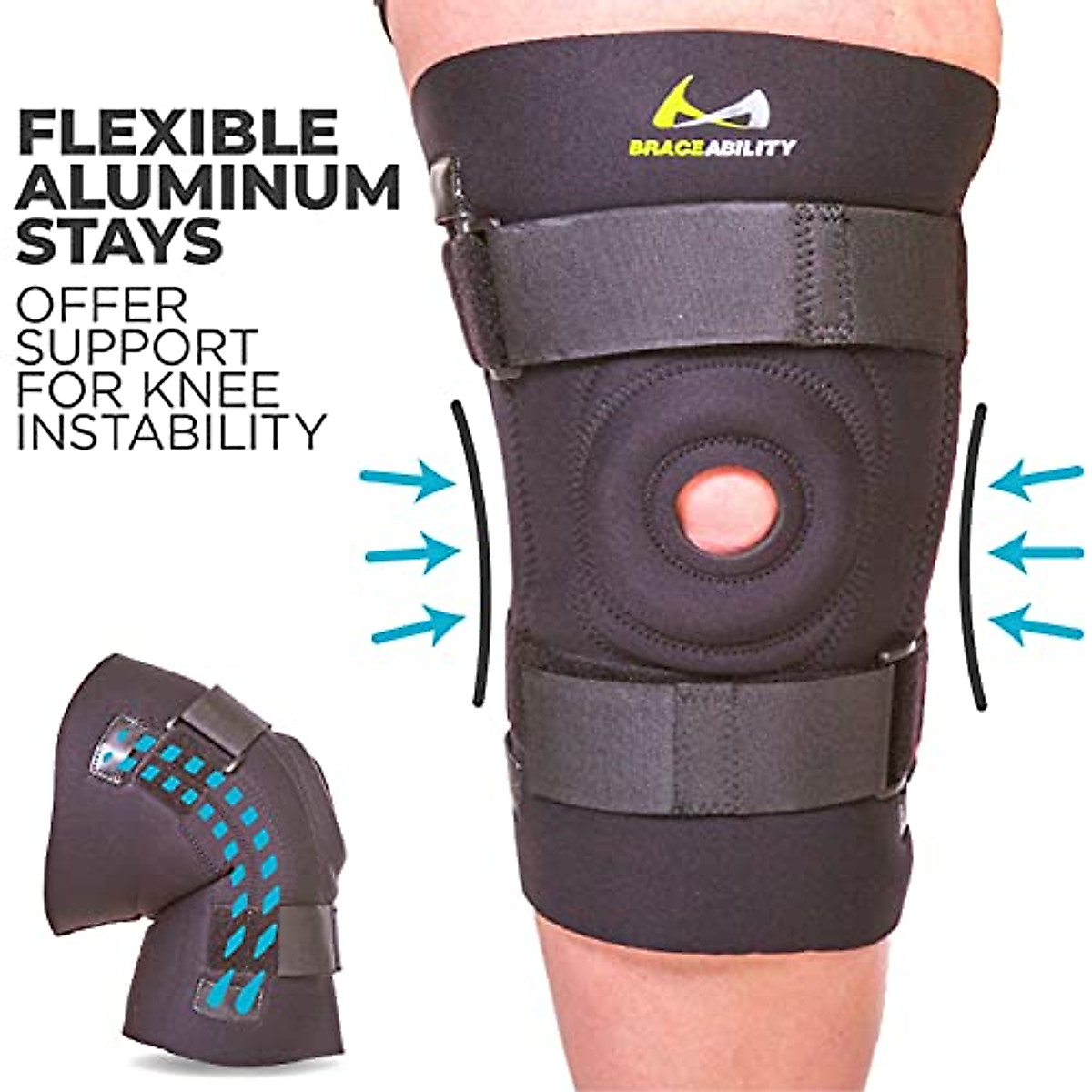BraceAbility Knee Brace for Large Legs and Bigger People with Wide Thighs - Kneecap Protection Pad Treats Patellar Tendonitis, Chondromalacia, Patellofemoral Pain, Instability and Dislocation