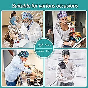 VIAOLI Dental Scrub Caps Women with Buttons Dentist Hat Working Cap Scrub Caps Nurses Hair Cover Cotton Doctor Hats