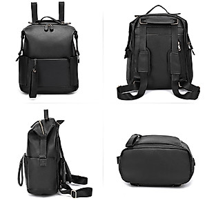 ARDIKAMA Diaper Bag Backpack Leather Backpack for Women Travel Dad Mother Outdoor Backpack with Changing Pad Stroller Straps(2 pieces) Khaki