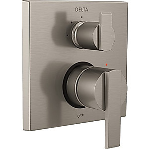 DELTA FAUCET T24867-SS, Stainless Ara Angular Modern Monitor 14 Series Valve Trim with 3-Setting Integrated Diverter