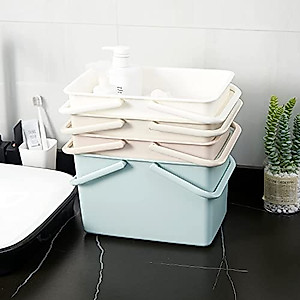 ALINK Plastic Shower Caddy Basket with Handle, Portable Storage Organizer for College Dorm, Bathroom, Kitchen - Abricot