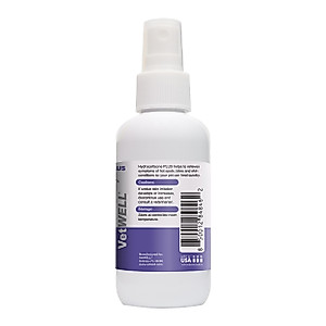 VetWELL Hydrocortisone Spray for Dogs & Cats - Itchy Skin Relief from Hot Spots, Bites, Scrapes, Irritated Skin, & Dermatitis - 4 oz Anti Itch Spray with Pramoxine