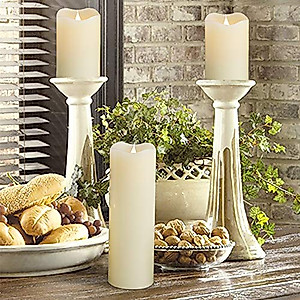 GiveU 3D Moving Flame Led Candle With Timer, Battery Operated Flameless Candle, 3x9 Inch, Ivory