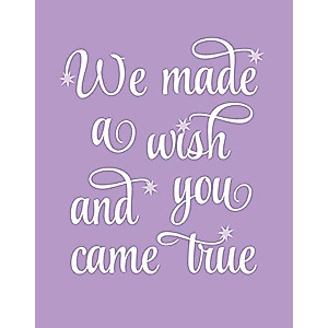 The Studio Resource, Inc. White and Purple We Made A Wish And You Came True Dandelion and Butterfly Nursery Print; 3-8x10 Paper Poster