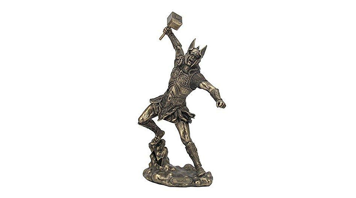 UNICORN STUDIO Bronze Finish Norse God Thor with Hammer Statue ...