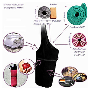 Zenifit Yoga Mat Bag - Long Tote with Pockets - Holds More Yoga Accessories. Cute Yoga Mat Holder with Bonus Yoga Mat Strap Elastics. Stylish and Practical Yoga Mat Bags and Carriers for Women (Black)