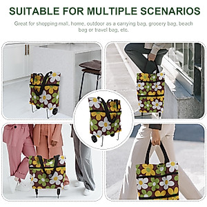 NUOBESTY Tote Bags Go Cart Groceries Reusable Grocery Bag Outdoor Storage Bag Grocery Cart Bag Grocery Tote Bag Foldable Storage Bag with Wheels Tie Rod Shopping Large Oxford Cloth