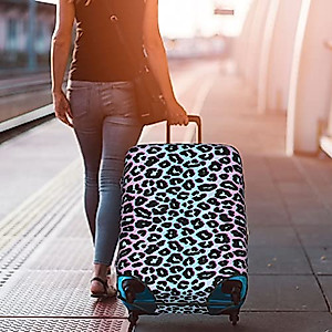 Neon Leopard Grain Luggage Cover Elastic Washable Stretch Suitcase Protector Anti-Scratch Travel Suitcase Cover for Kid and Adult XL (29-32 inch suitcase)