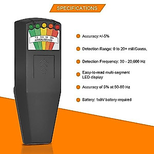 EMF Meter, 5 LED Magnetic Field Detector, Ghost Hunting Equipment Tester for Home, Office & Outdoor Inspections