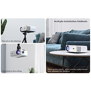 COOAU WiFi Bluetooth Projector HD 1080p Compact Portable Projector, 220ANSI Dolby Sound Support Movie Projector for Outdoor Indoor Home Theater Compatible TV Stick, HDMI, Phone, Laptop, DVD, Ceiling