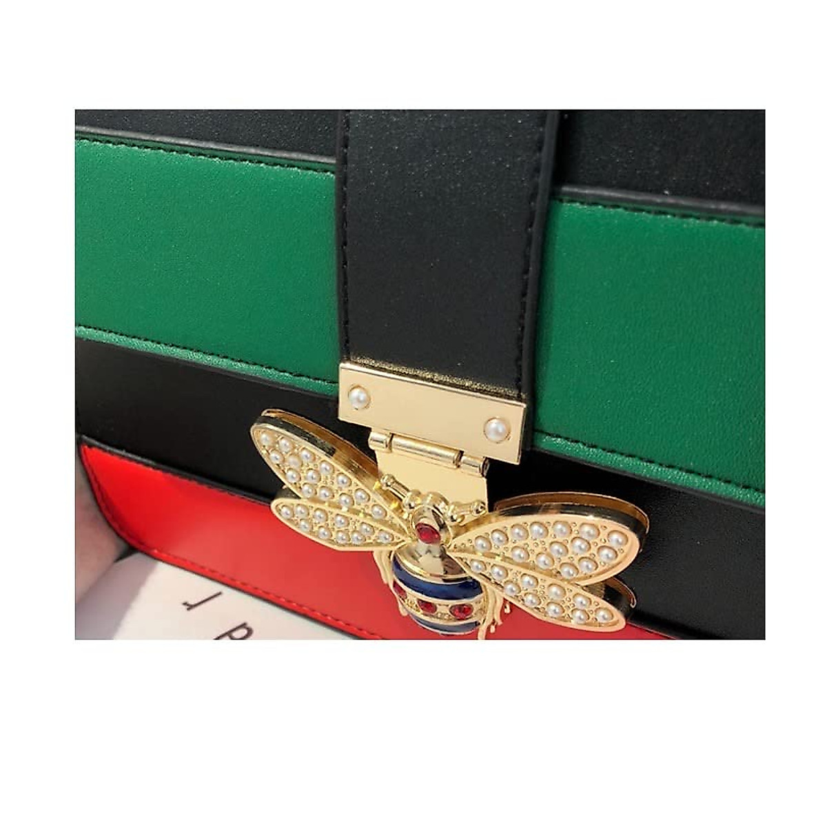 JayGsempire Luxury Medium top handle bag with Bamboo handle, Crossbody Bags for Women, Satchel Handbags, bee bags, women Purses (Black)