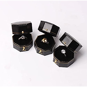 Vintage Jewelry Ring Box Antique European Style for Gift Engagement Wedding Proposal Travel PU Leather Classic Love