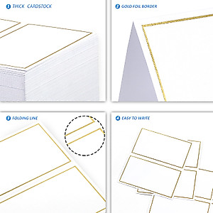 Place Cards Pack of 120 - Small Tent Cards with Gold Foil Border - Perfect for Weddings, Banquets, Events,Table Cards,Name Cards