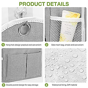 Ndeno 2 Pack Wall Hanging Organizer Bag with Pockets Fabric Storage Bag Basket Caddy Waterproof Over the Door Pouch Closet Shelves with Hook for Kitchen,Bedroom, Bathroom (Grey+Grey)