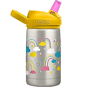 CamelBak Eddy+ Kids 12 oz Bottle, Insulated Stainless Steel with Straw Cap - Leak Proof When Closed, Rainbow Love