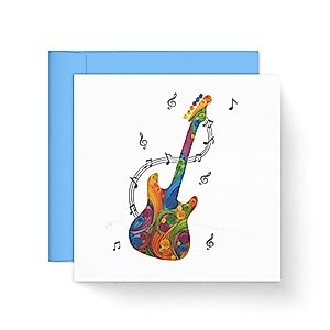 TUMYBee Electric Guitar Greeting Card, Quilling Card with Music Note Shaped, 3D Quilled Card for Birthday, Congratulation, Thank You, Fathers Day, Design Gift for Love Friend Mom with Envelop (Music)