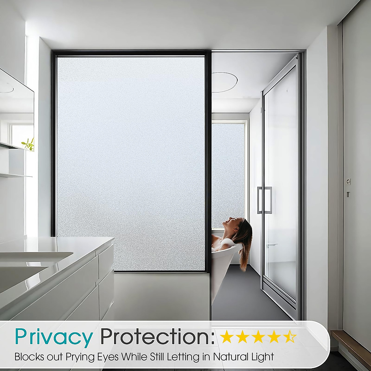 Coavas Window Privacy Film Frosted Glass Window Film Non Adhesive Static Cling Window Tint Film for Bathroom Door Vinyl Frosting Stickers Heat Control Home Winter Coverings(17.5 x 78.7 Inch, Pure)