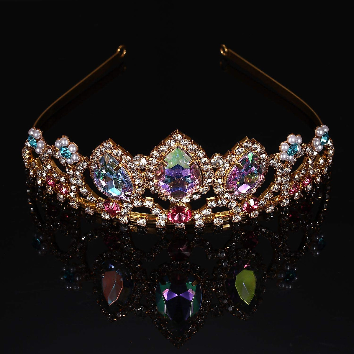 FUNLMO Rapunzel Crown Princess Crown Tangled Crown Rapunzel Tiara Rapunzel Costume Accessories for Women Halloween Cosplay Bridal Wedding Prom Birthday Gifts