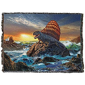 Pure Country Weavers Dimetrodon Blanket by Jerry LoFaro - Dinasour Prehistoric Gift Tapestry Throw Woven from Cotton - Made in The USA (72x54)