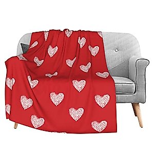 FeHuew Happy Valentine's Day Heart Red Soft Throw Blanket 40x50 inch Lightweight Warm Flannel Fleece Blanket for Couch Bed Sofa Travel Camping for Kids Adults