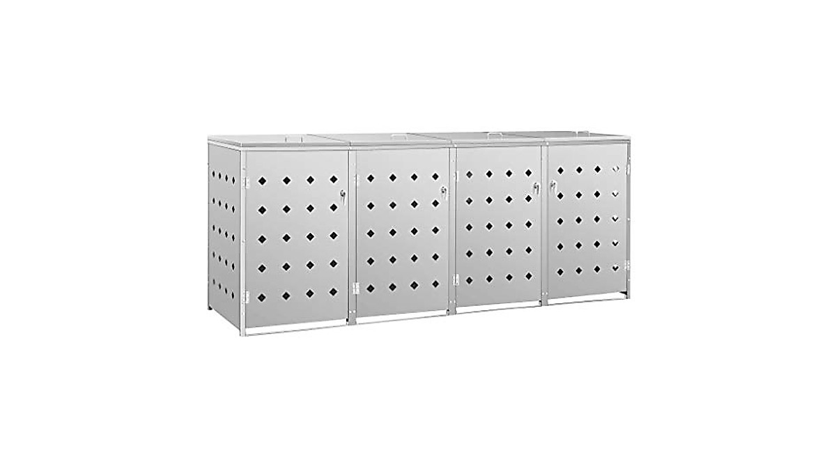 Durable Stainless Steel Quadruple Bin Shed for Garden & Patio