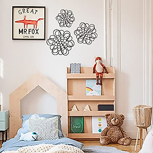 Ferraycle 3 Pieces Metal Wall Art Metal Flower Wall Sculpture Metal Flower Wall Art for Home Bedroom Living Room Bathroom Kitchen Office Garden Hotel Wall Decoration, 3 Sizes (Black)