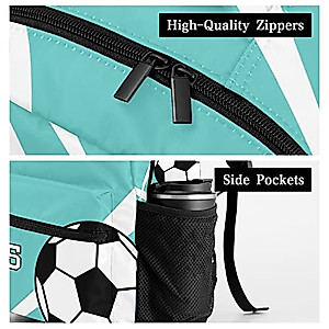 Urcustom Custom Kid Backpack, Sport Soccer Player Number Team Name Teal Personalized School Bookbag with Your Own Name, Customization Casual Bookbags for Student Girls Boys
