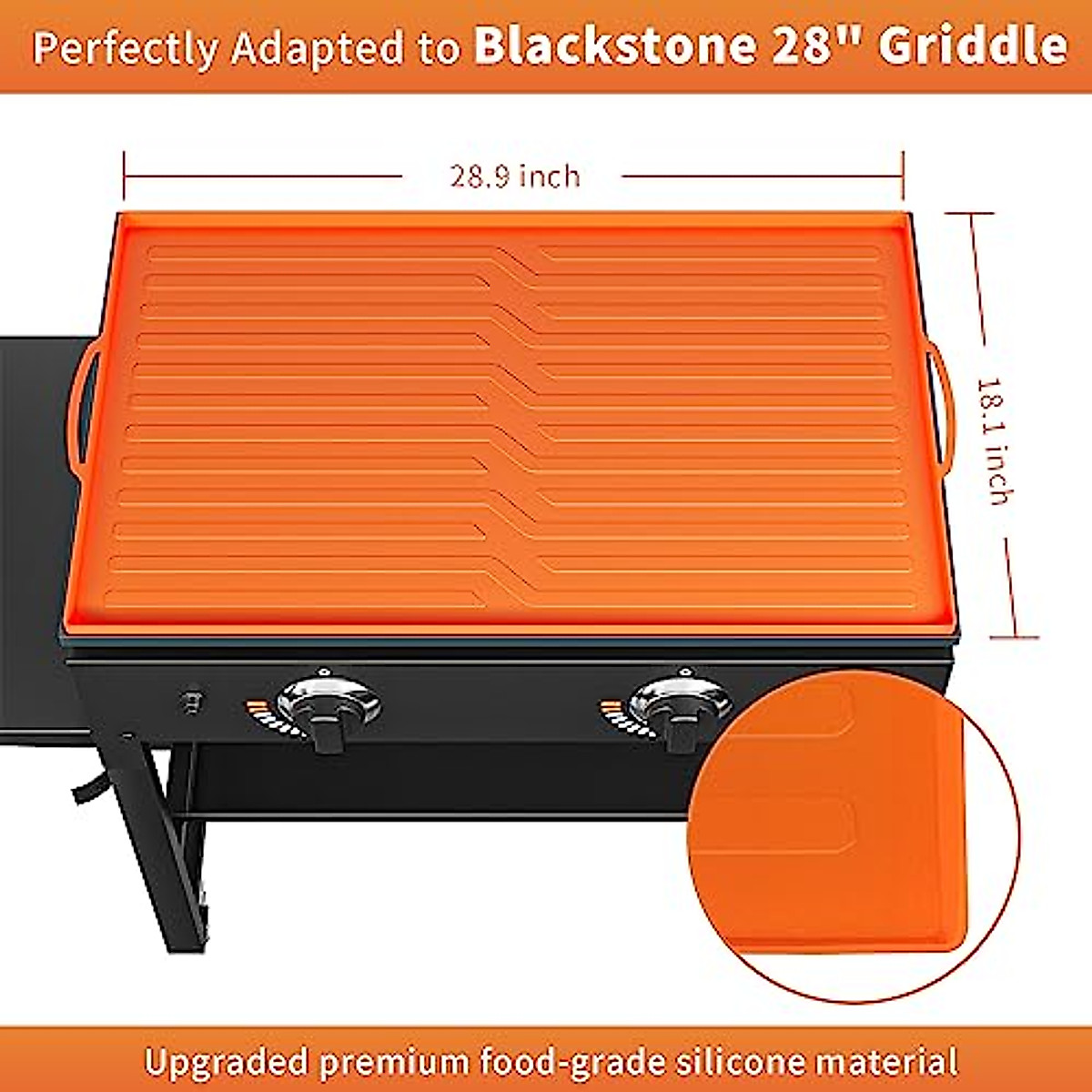 Flat Top Griddle Cover for Blackstone Griddle 28", Grill Silicone Protective Mat Food Grade, 28" Silicone Mat for Blackstone Griddle Top, Protect Griddle from Rodents, Insects, Debris and Rust