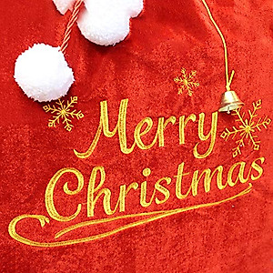 JOYIN Christmas Santa Sack with Cord Drawstring (31" x 27") for Indoor Xmas Give Decoration, Holiday Gift Décor, Giant Presents Gifts Wrap.