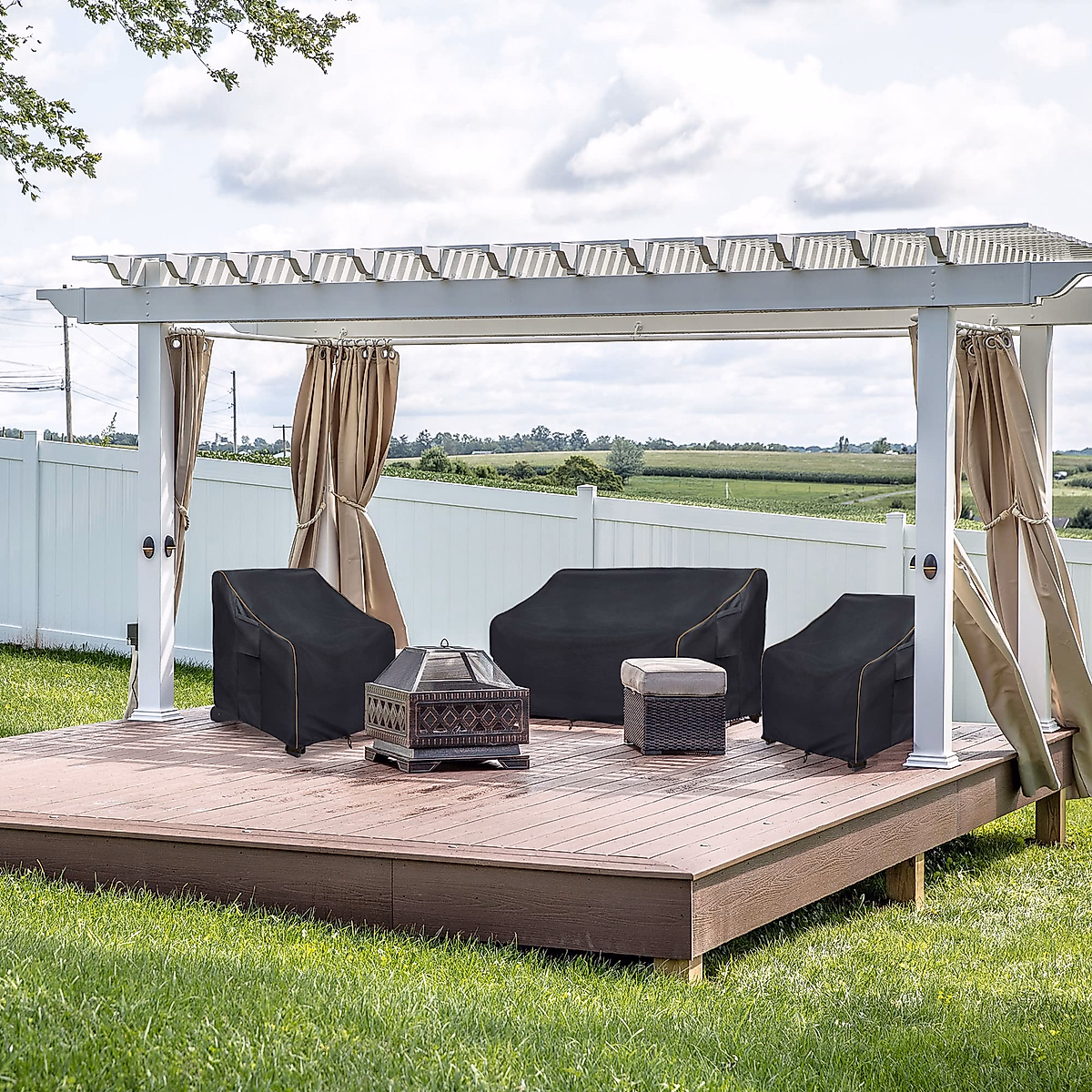 LSongSKY Outdoor 2-Seater Loveseat Cover,Patio Sofa Covers Fits up to 58W x 32.5D x 31H Inches,100% Waterproof Heavy Duty Patio Furniture Covers,Black