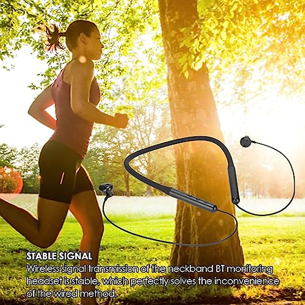 Neckband Monitor Headphone, 20ms Ultra Low Latency Multi Function Headset with Mic in Ear Magnetic Neckband Earphone for Phone Call Live Streaming Karaoke