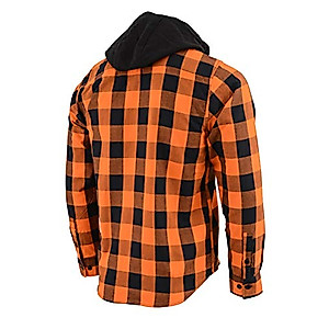 Milwaukee Leather Men's Flannel Plaid Shirt Orange and Black Long Sleeve Cotton Button Down with Hoodie MNG11642-2X-Large