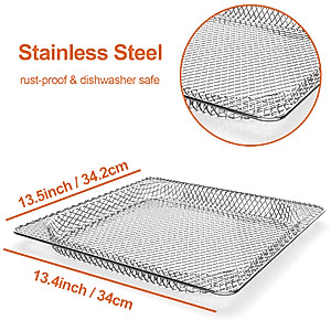 Air Fryer Basket Replacement for NINJA Foodi SP101 Air Fryer Oven, Stainless Steel Air Fryer Basket for Ninja SP100,SP102, Mesh Basket for Ninja Foodi Air Fryer Accessories, Baking Tray for Ninja