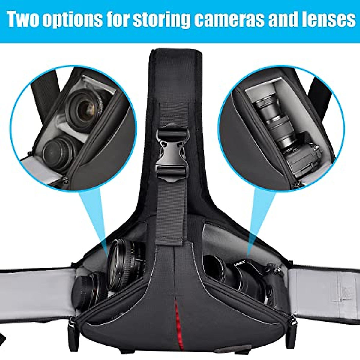 CADeN Camera Bag Sling Backpack Camera Case Waterproof with Rain Cover Tripod Holder, Compatible for DSLR/SLR Mirrorless Cameras (Canon Nikon Sony Pentax) and Accessories Black