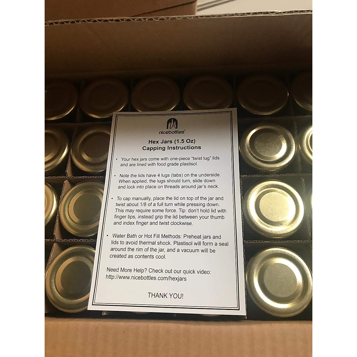 nicebottles Hexagon Glass Jars, Mini Hex Jars 1.5 Oz - Case of 24