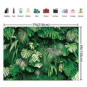 Tropical Palm Leaves Photography Backdrop for Picture 7x5FT Summer Jungle Safari Plants Photo Background Hawaiian Luau Party Decor Banner Baby Shower Birthday Party Supplies (84x60 inch)